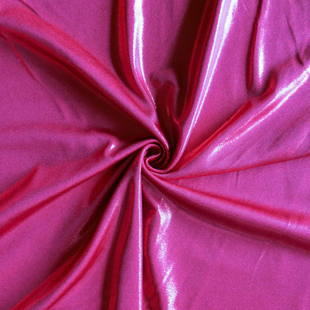Hot Pink Liquid Metallic Polyester Spandex Swimsuit Fabric - 17" Remna ...