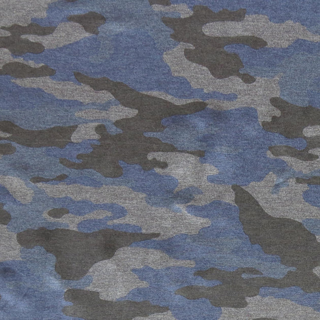 Blue Grey Camo Marl Dry-Flex Ubersoft Poly Lycra Jersey Knit Fabric ...