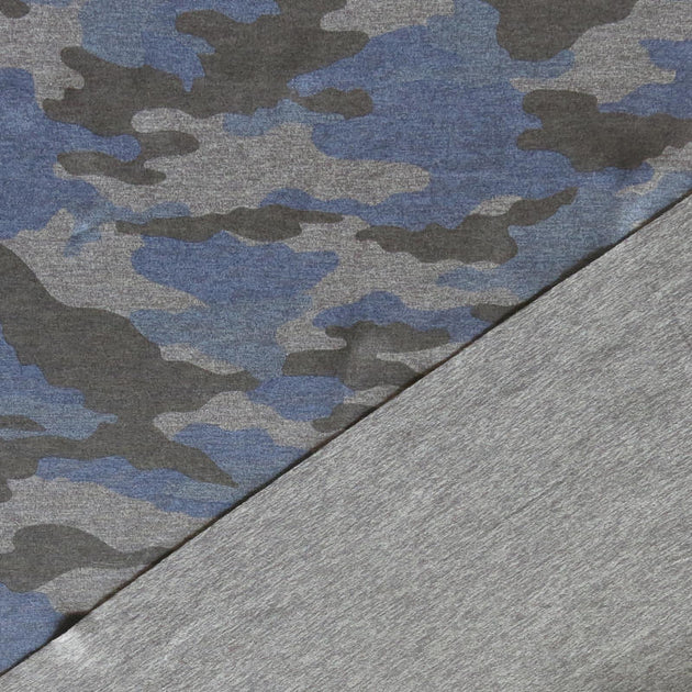 Blue Grey Camo Marl Dry-Flex Ubersoft Poly Lycra Jersey Knit Fabric ...