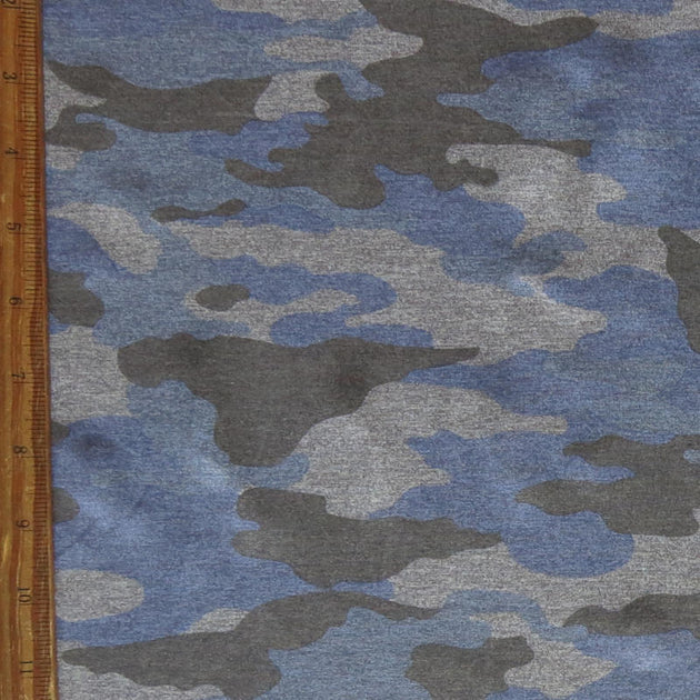 Blue Grey Camo Marl Dry-Flex Ubersoft Poly Lycra Jersey Knit Fabric ...