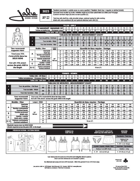 Tankini/Skirtini Sewing Pattern by Jalie – The Fabric Fairy