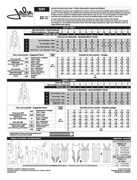 X-Back Gymnastics Leotards and Biketard Sewing Pattern by Jalie – The ...